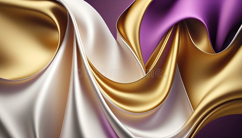 Abstract Background Waves Gold and White and Purple Color. Stock ...