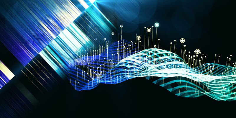 Abstract Background With Wavy Algorithm Analyze Data And Blurred Lines Quantum Cryptography