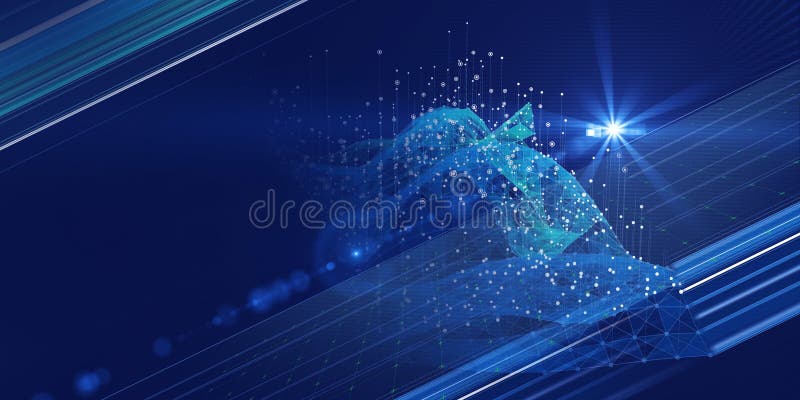 Abstract Background Wavy Graph Wireframe from Grid Polygonal and Light ...