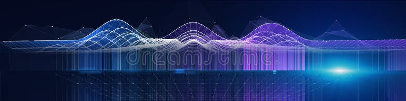 Abstract Background Wavy Grid with Shines Effects on Dark Blue. Plexus ...