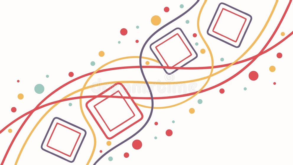 Abstract Background with Wavy Lines and Floating Squares, Vector Design ...