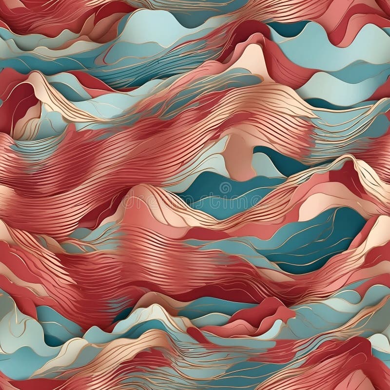 Abstract Background with Wavy Red and Blue Waves. Generative AI. Stock ...