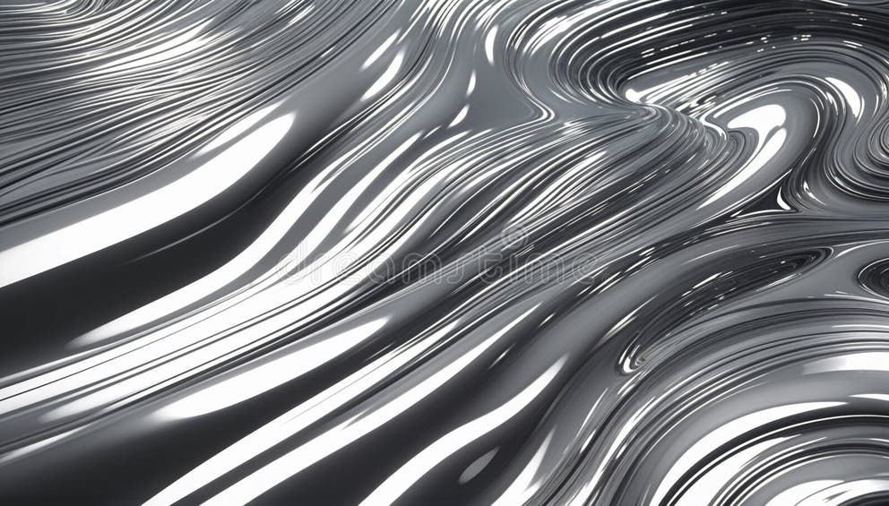 Abstract Background Wavy Silver Pattern with Flowing, Swirling Lines ...