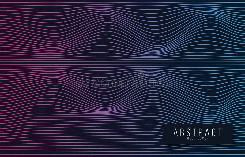 Abstract Background with Wavy Surface of Lines. Retrofuturistic ...