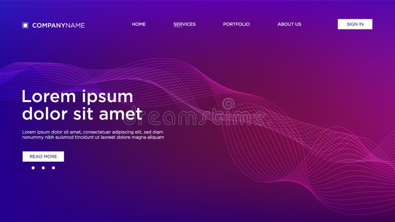 Abstract Background Website Landing Page. Curved Wavy Line, Smooth ...