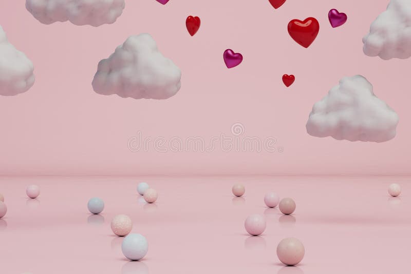 Abstract Background on Which Clouds and Hearts. Copy Paste, Copy Space ...