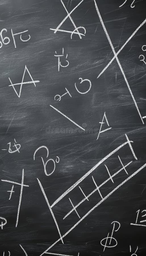 Abstract Background with White Chalkboard Math Equations, Formulas ...