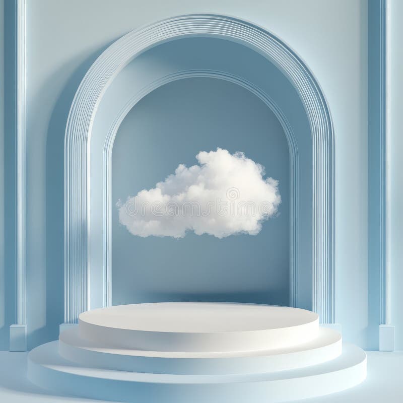 Abstract Background with White Cloud and Blue Arch. 3d Vector ...