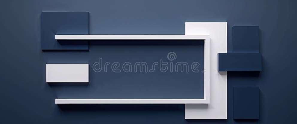 Abstract Background with White and Dark Blue Rectangular Shapes Framing ...
