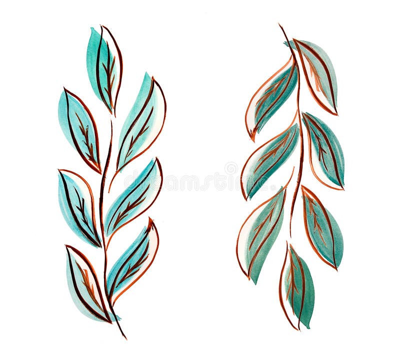 Abstract Background, on a White Background, Drawing, Two Branches with ...