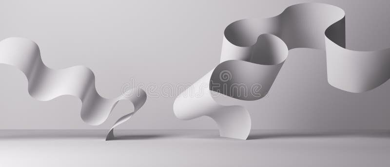 Abstract Background of White Folded Paper Ribbon. Minimalist Wallpaper ...