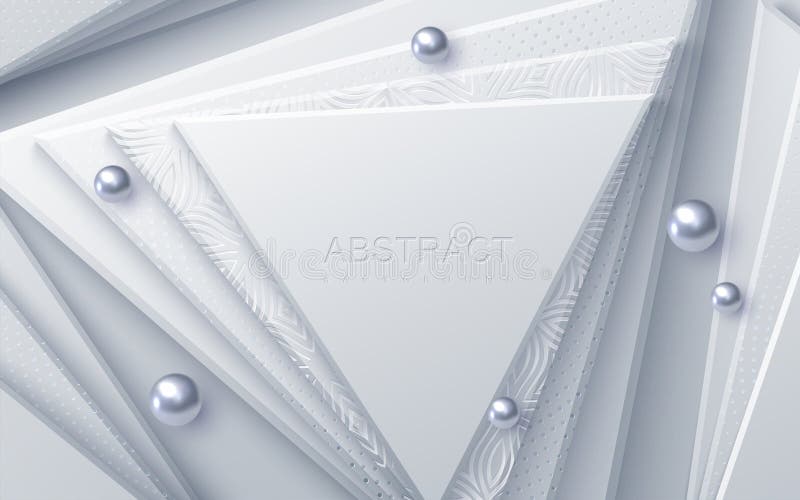 Abstract Background with White Geometric Triangle Shapes and Silver ...