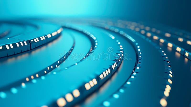 Abstract Background of Winding Blue Lines with Soft Illuminated ...