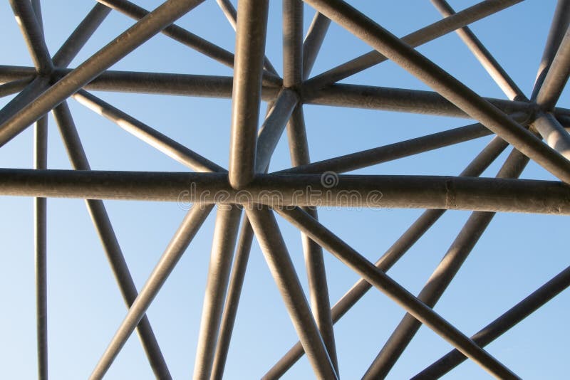Abstract Background of a Wire Structure with a Blue Sky in the ...