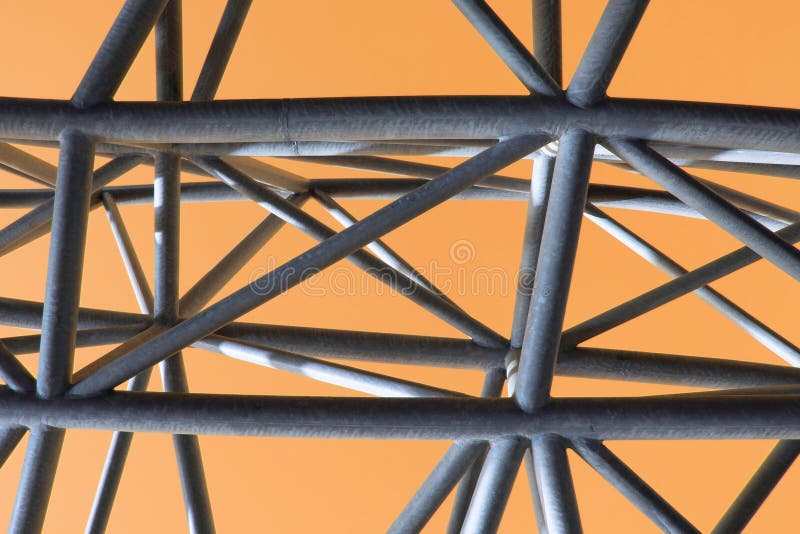 Abstract Background of a Wire Structure with Orange Sky in the ...