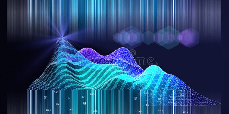 Abstract Background With Wireframe Analytical Algorithm Data Analyze With Blurred Lines Big
