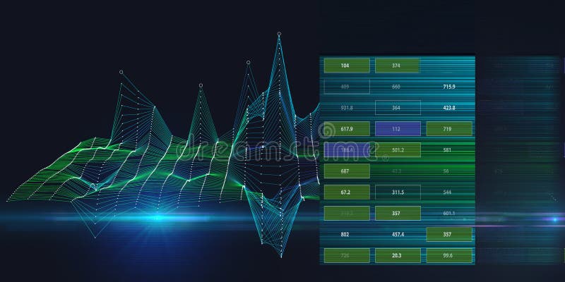 Abstract Background Wireframe Graph with Circles and Lines and Data ...