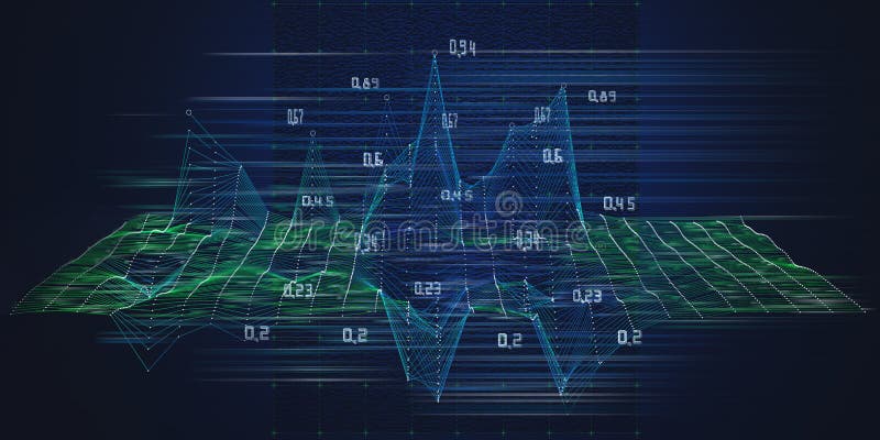 Abstract Background Wireframe Graph with Data Circles and Lines on Blue ...