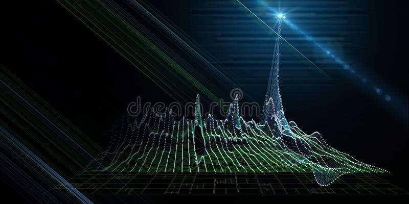 Abstract Background Wireframe Graph with Data Circles and Star Spot ...