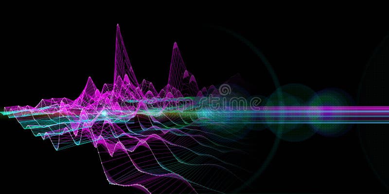 Abstract Background with Wireframe Graph from Grid on Black. Visual Technology Presentation of ...
