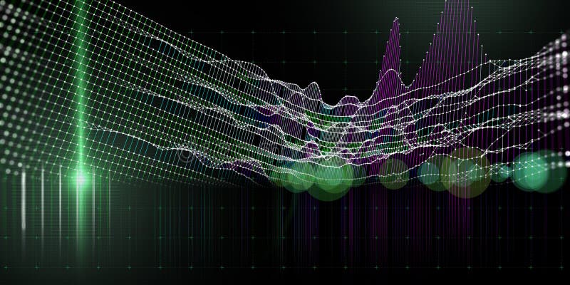 Abstract Background with Wireframe Virtual Board from Dotted. Visual Presentation of Analytics ...