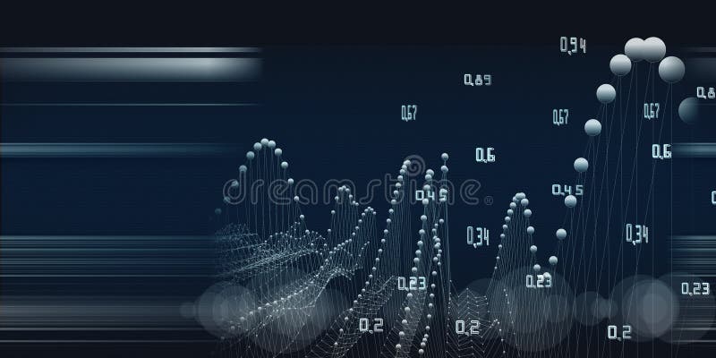 Abstract Background Wireframe White Grid from Lines with Dots and Data ...