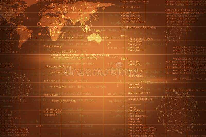 Abstract Background with World Map and Molecule Stock Illustration ...