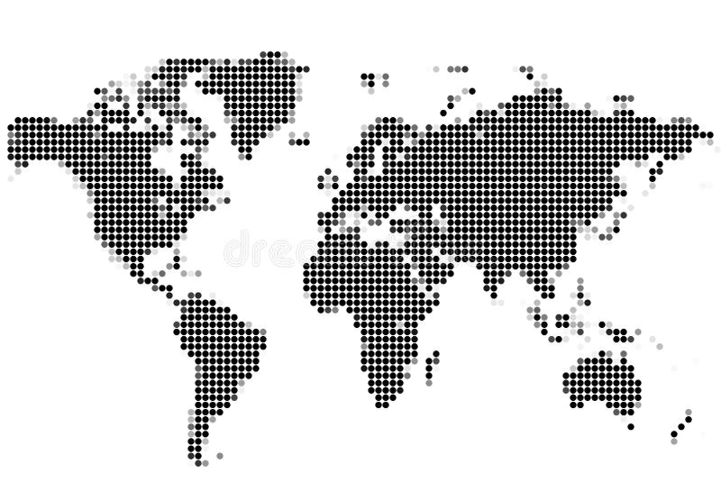 Dotted Abstract World Map Vector Illustration Black Round Dots Stock ...