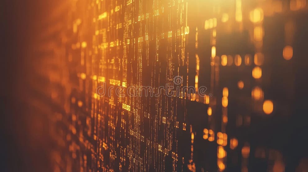 Abstract Background with Yellow Digital Binary Code. Data Breach ...