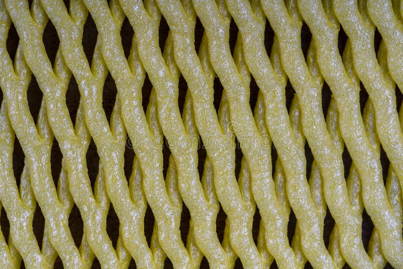 Abstract Background of Yellow Plastic Mesh Texture for Fruit, Close Up ...