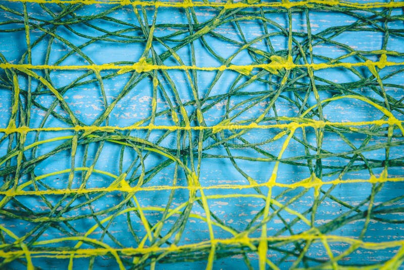 Abstract Background of Yellow Threads on Blue Background Stock Image ...