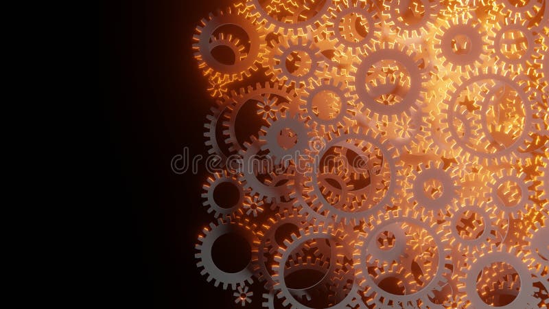 Bright Red Flash Inside a Set of Gears. 3d Illustration Stock Image ...