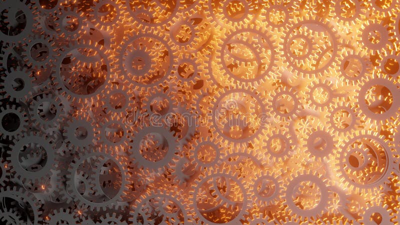 Bright Red Flash Inside a Set of Gears. 3d Illustration Stock Image ...