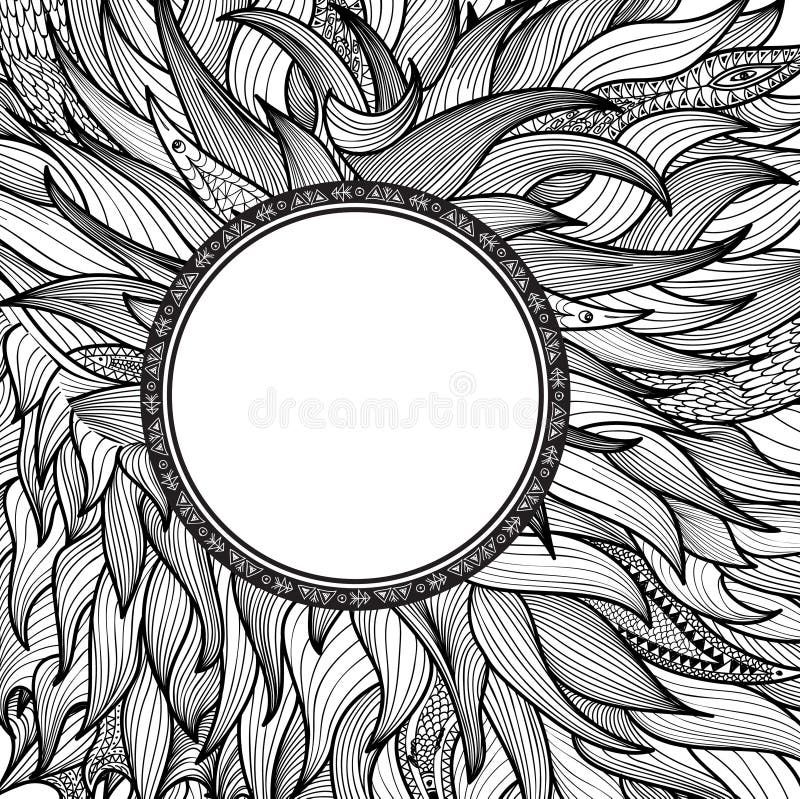 Abstract Background. Zentangle Line Pattern with Frame Stock ...