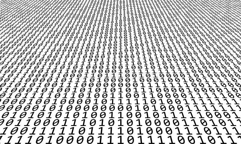 Abstract Background with Zeros and Ones Numbers. Perspective View To ...