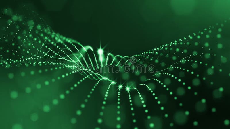 Abstract Green Background As a Loopable Sequence with Glow Particles and Depth of Field. 3d ...