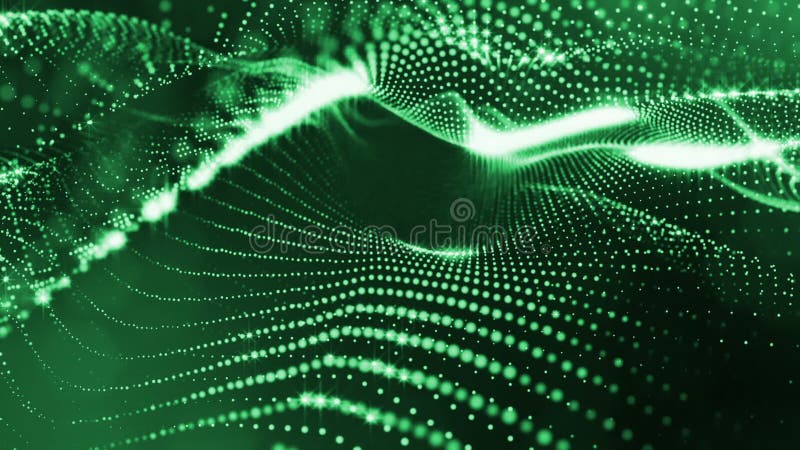 Abstract Green Background As a Loopable Sequence with Glow Particles and Depth of Field. 3d ...