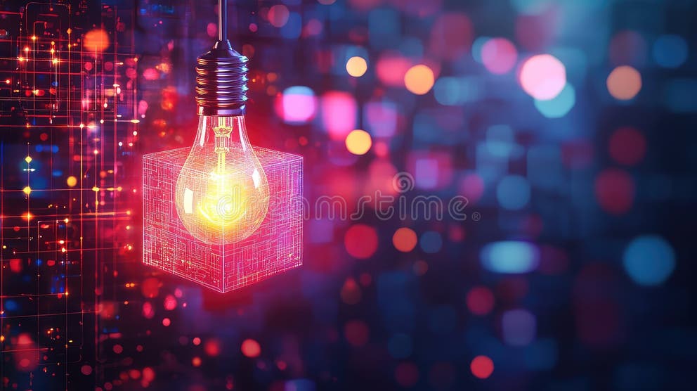 Abstract Backgrounds with Creative Idea Light Bulb, Cube, Square, and ...