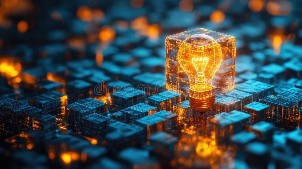 Abstract Backgrounds with Creative Idea Light Bulb, Cube, Square, and ...