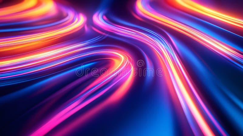 Abstract Backgrounds Feature Bright Neon Light Trails Forming Waves ...