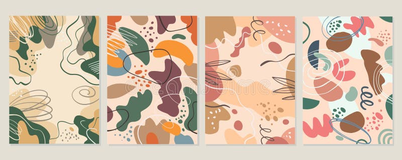 Abstract Backgrounds Set in Hand Drawn Doodle Shapes and Element. Stock ...