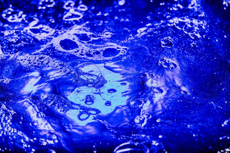 Abstract Backgrounds, Water Bubbles Splash Seen through a Blue Light ...