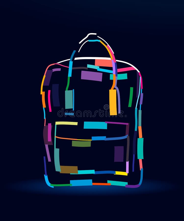 Abstract Backpack from Multicolored Paints. Colored Drawing Stock ...