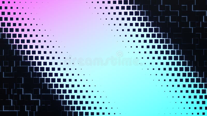 Abstract Backround. Black Cubes with Glowing Neon Edges. Glowing ...
