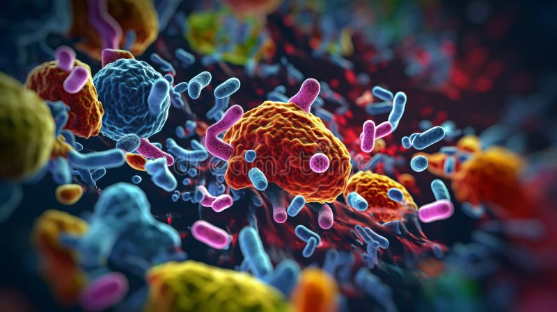 Abstract Bacteria Probiotics. Generative AI Stock Illustration ...