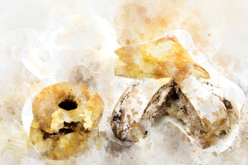 Abstract Baking Bread and Donuts Stock Illustration - Illustration of ...