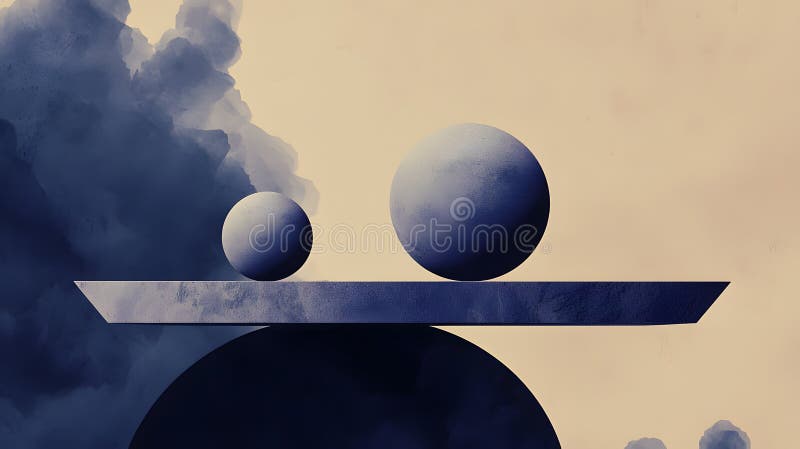 Abstract Balance with Geometric Spheres and Shapes Stock Illustration ...