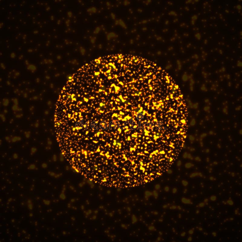 Abstract Ball with Glowing Particles, Circle with Chaotic Points ...