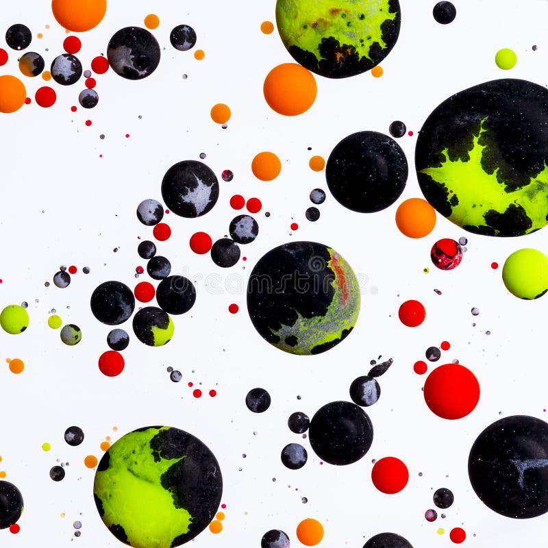 Abstract Balls of Acrylic Ink on White Background Stock Image - Image ...