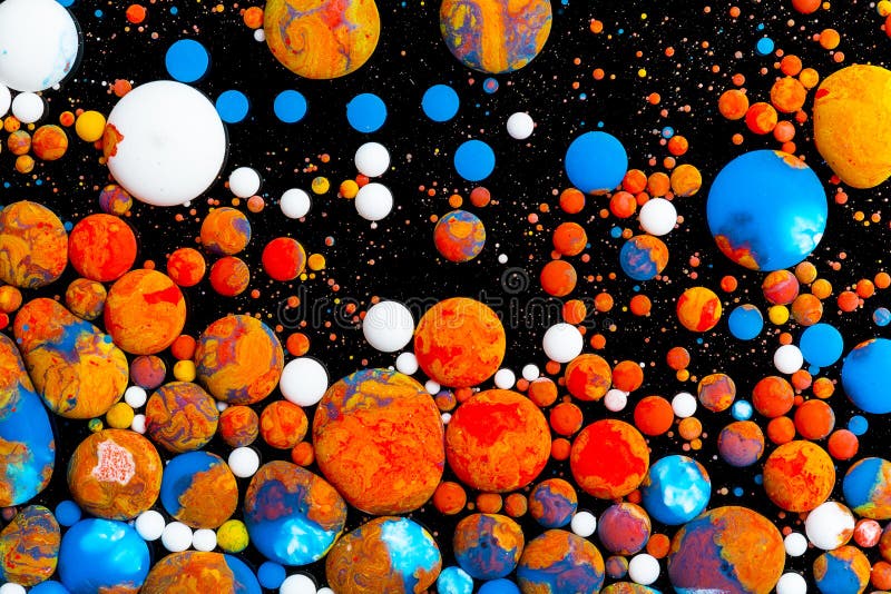 Abstract Balls of Ink Paint on Black Stock Image - Image of inspect ...
